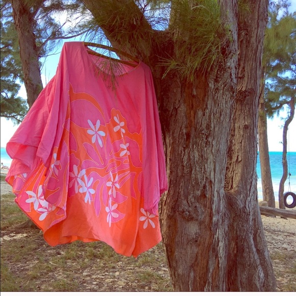 Dresses | Batik Cotton Tiare Gardenia Tropical Floral Beach Cover Up Poncho | Poshmark
